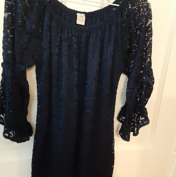 lildy | Tops | Lildy Full Lace Tunic Top Smallmed Navy Blue | Poshmark